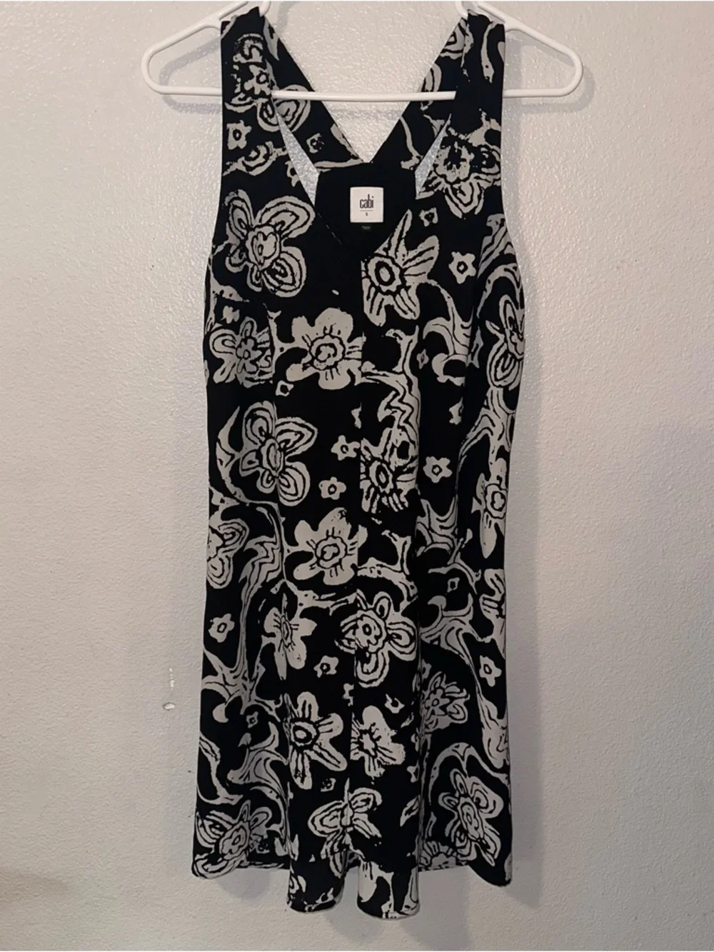 CAbi | Dresses | Cabi Black White Floral Vneck Mini Dress | Poshmark